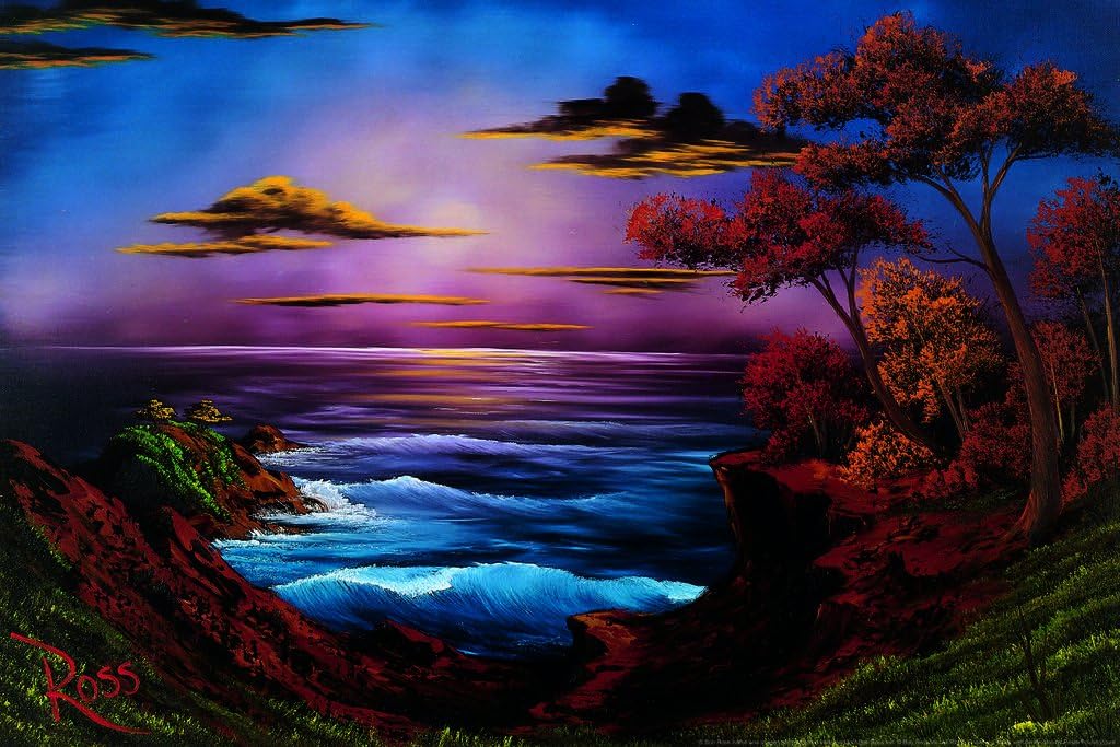 Laminated Bob Ross Ebony Sea Art Print Painting Bob Ross Poster Bob ...