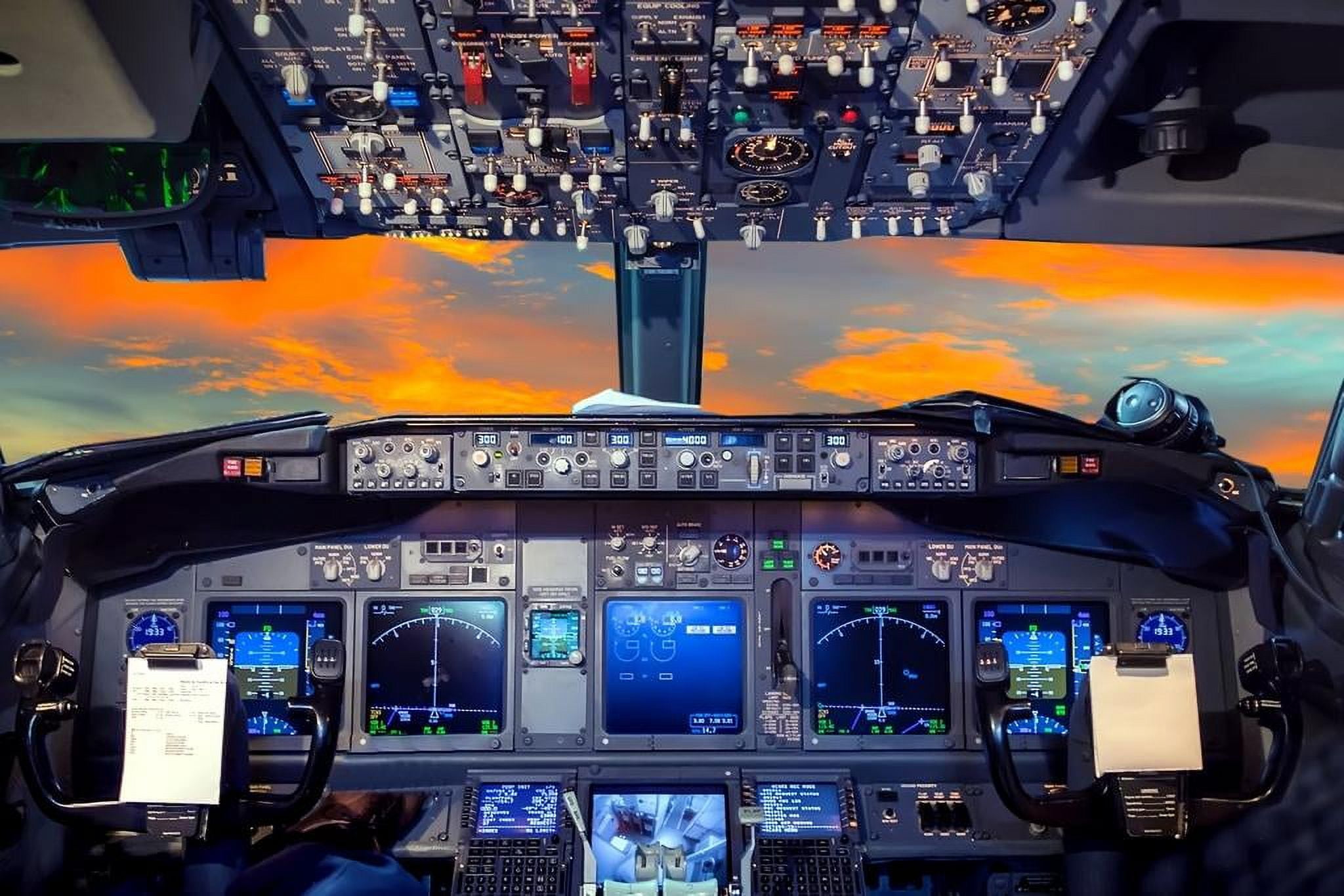 Laminated Cockpit Poster Cessna Flight Deck F 16 737 Airplane Cockpit ...