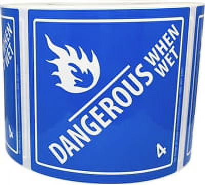 Laminated Dangerous When Wet Hazard Class 4 D.O.T Labels 4 x 4 Inch ...