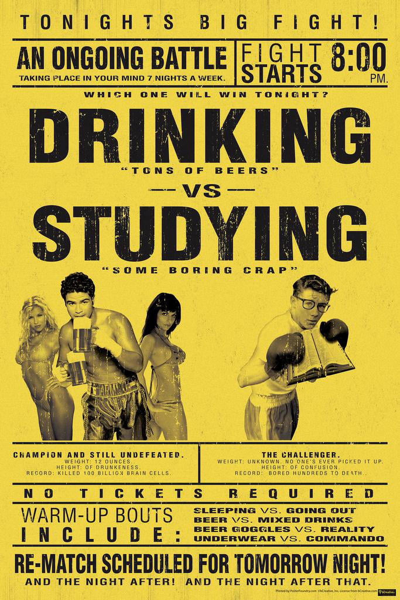 Laminated Drinking vs. Studying Fight College Dorm Room Drink Party ...