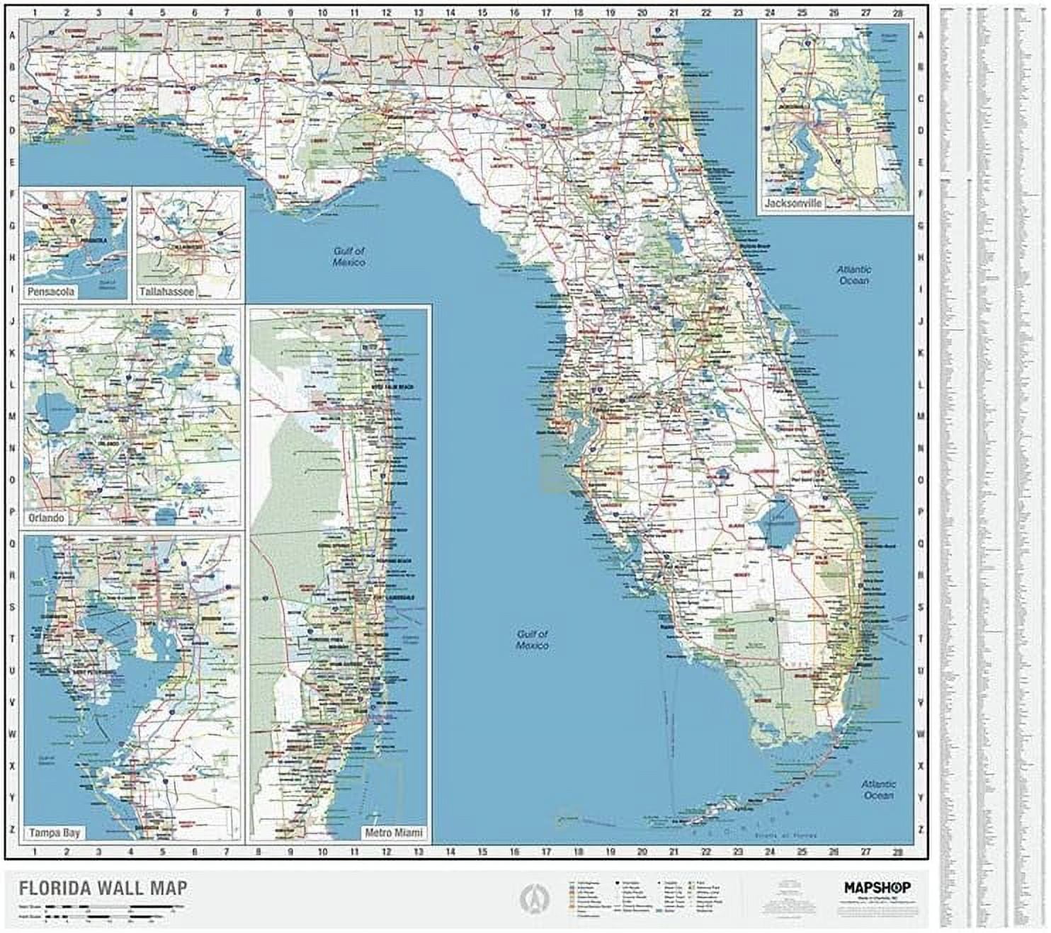Laminated Florida State Wall Map Large Poster, Includes the Most ...