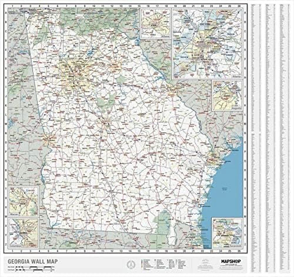 Laminated Georgia State Wall Map Large Poster, Includes the Most ...