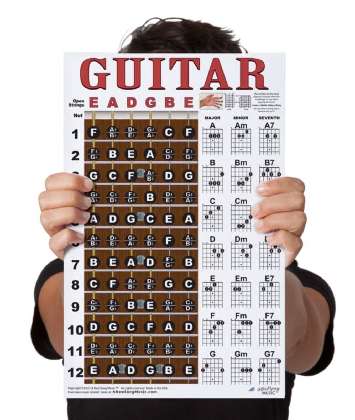 Laminated Guitar Chord Fretboard and Note Chart, 11"x17" - Walmart.com