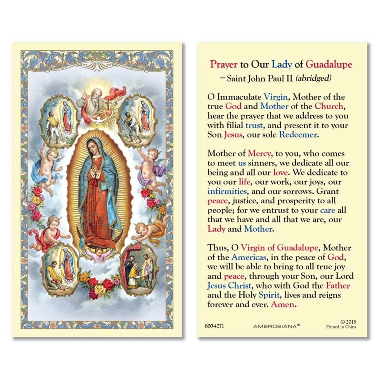 Laminated Holy Cards, 15 Cards, Our Lady of Guadalupe with Visions 4271 ...