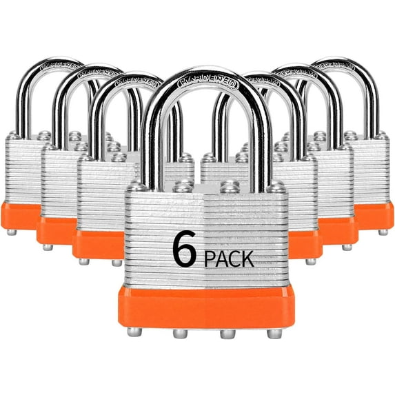 Laminated Keyed Padlock (1-9/16", 40mm),Keyed Alike Locks,Packed of 6 ...
