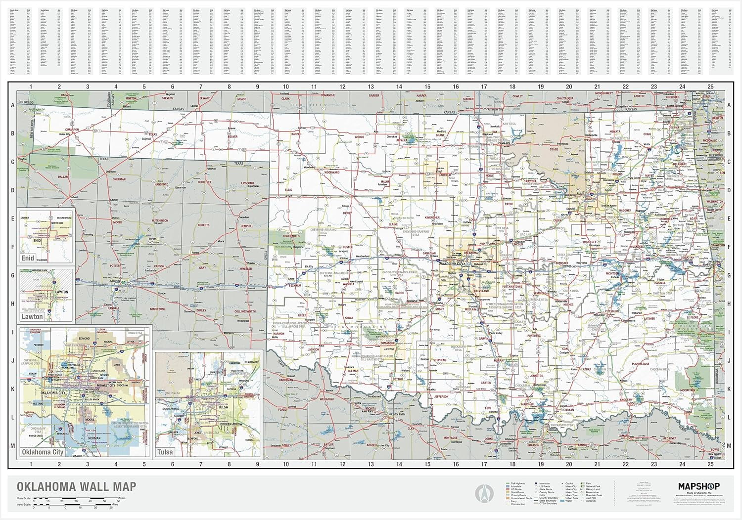 Laminated Oklahoma State Wall Map Large Poster, Includes the Most ...