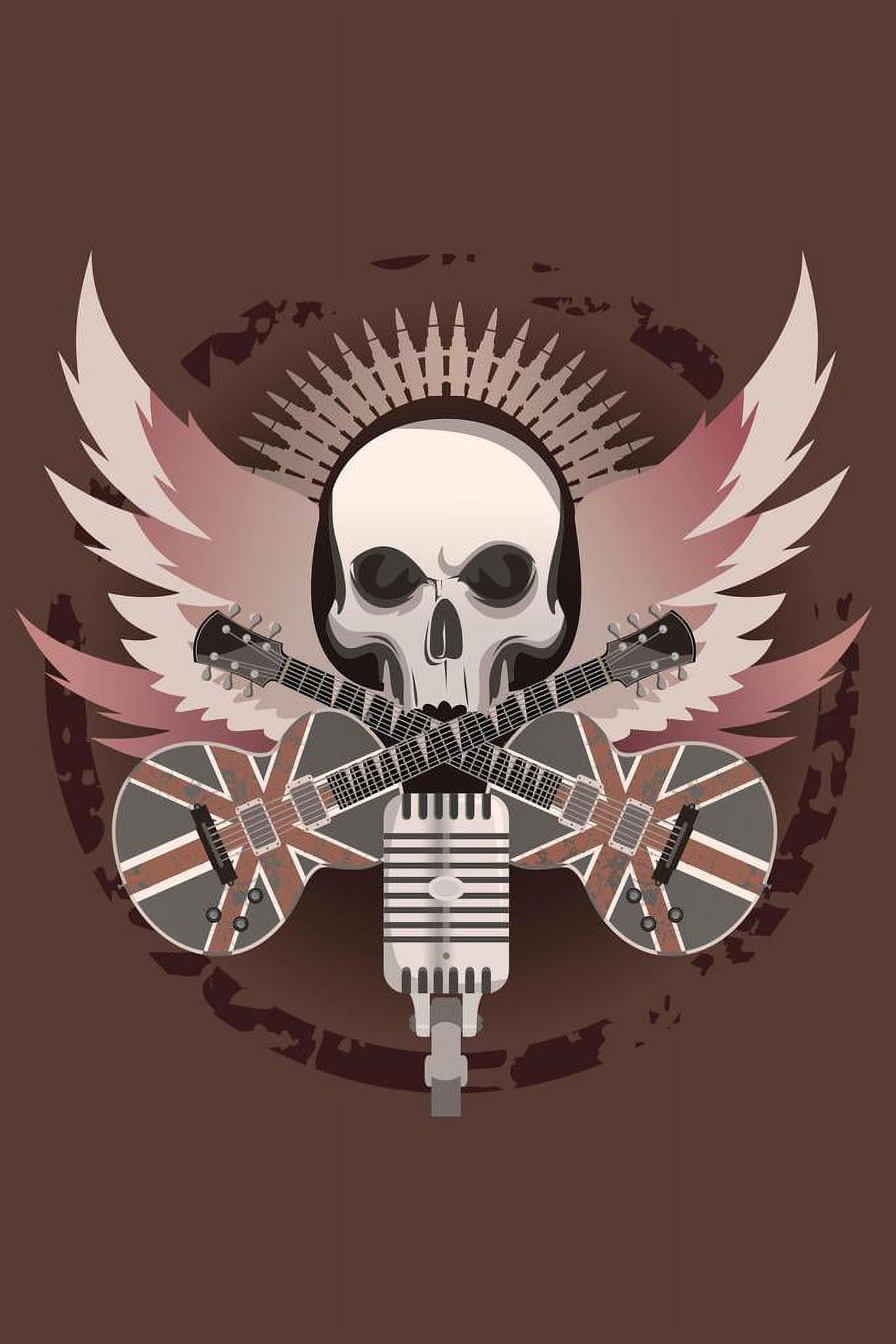 Laminated Punk Rock Skull Singing British Guitar Symbol Poster Dry ...