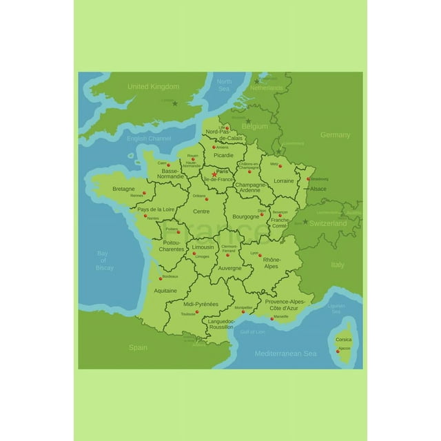 Laminated Regions of France Map Poster Dry Erase Sign 12x18 - Walmart.com