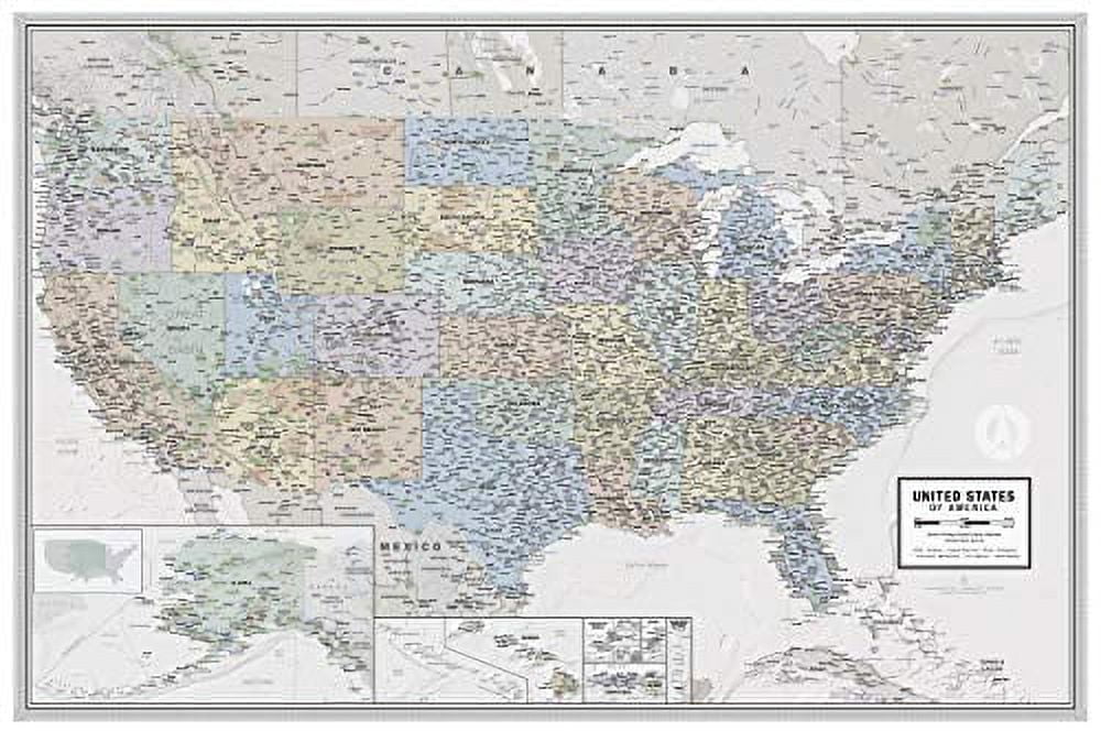 Laminated States Map | Executive Style Map | Includes The Most Legible ...
