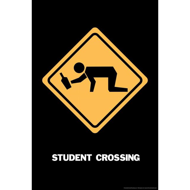Laminated Student Crossing College Humor Cool Wall Art Poster Dry Erase ...