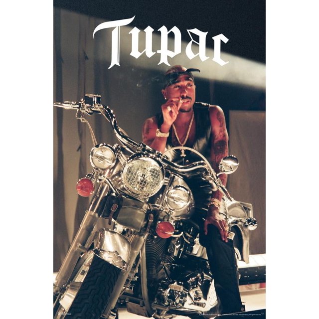 Laminated Tupac Posters 2Pac Poster Motorcycle Photo Photo 90s Hip Hop ...