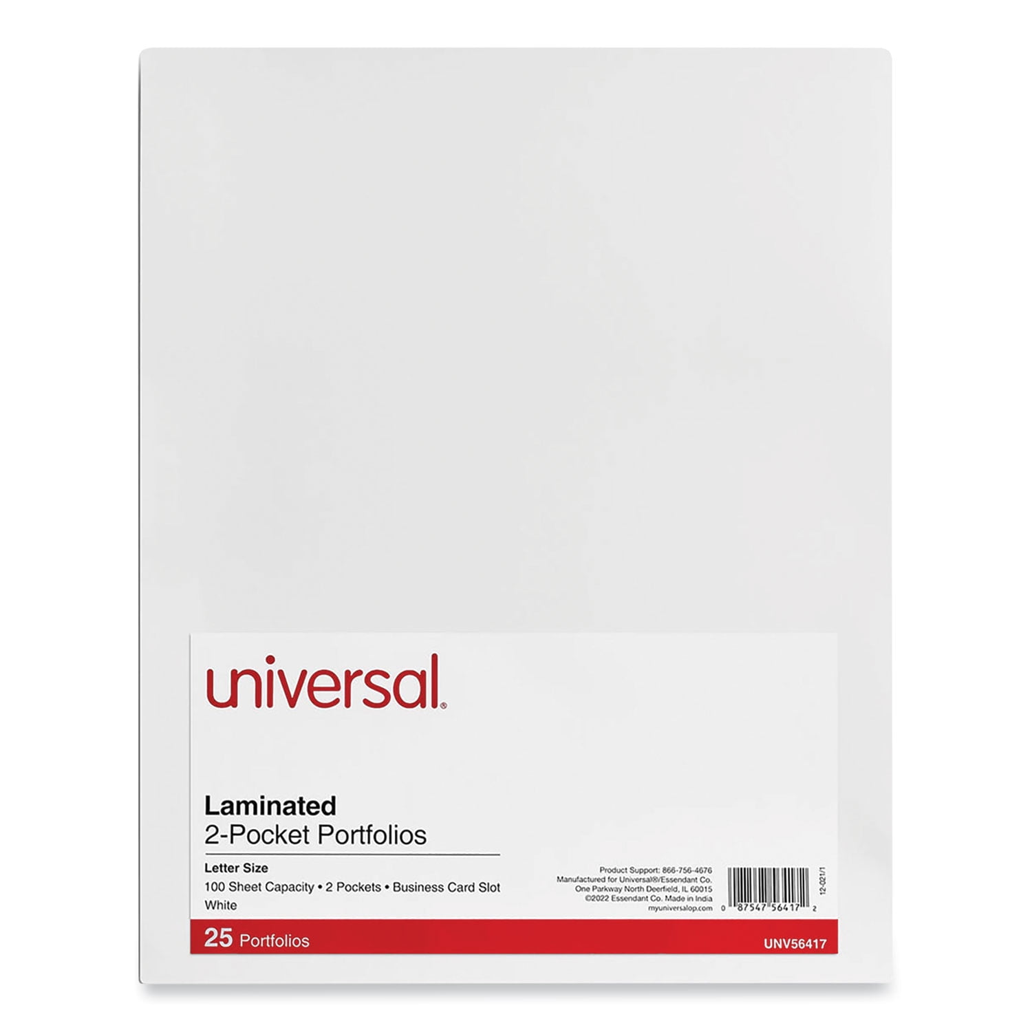 Universal UNV56417 2-Pocket 11 in. x 8-1/2 in. Laminated Cardboard ...