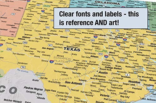 Laminated United States Voyager Map Poster | Bright Style Map ...