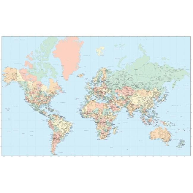 Laminated World Wall Map - Assorted Color - Walmart.com