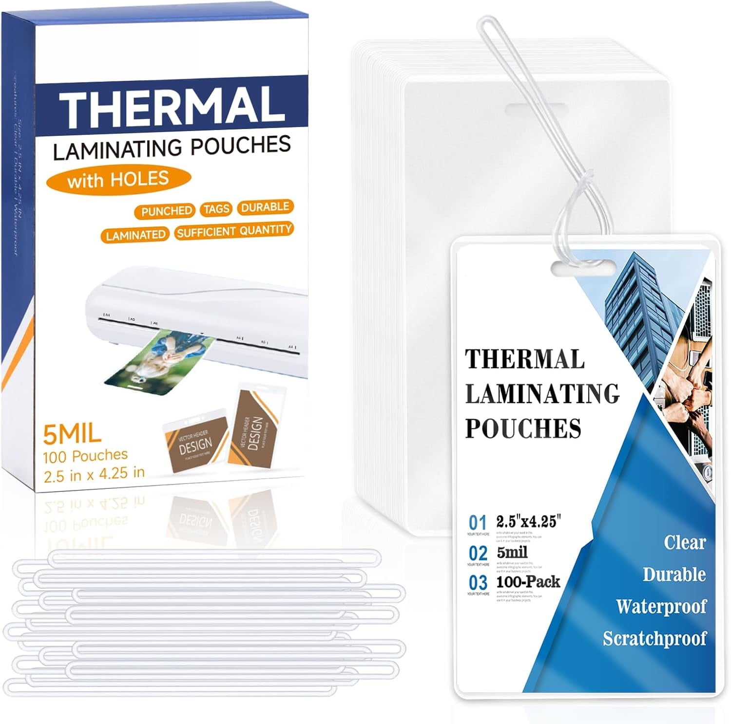 Laminating Pouch with Clear Loop Luggage Tag Laminating Pouches with ...