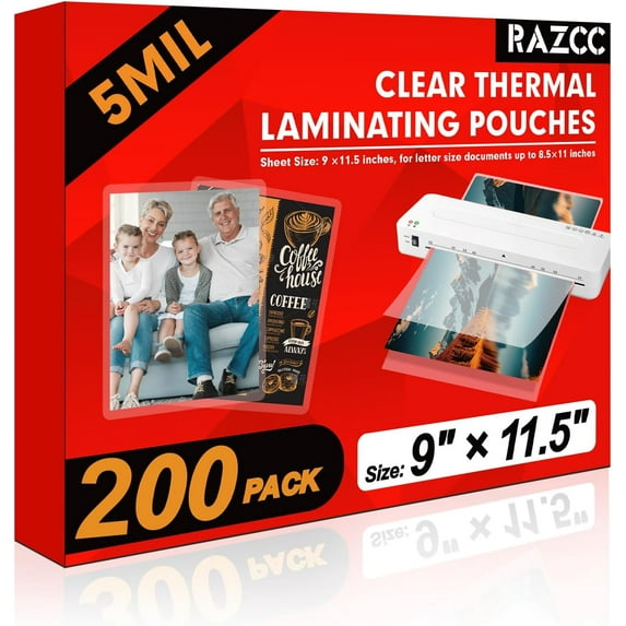 Laminating Sheets, 200 Pack Clear Thermal Plastic Paper Laminator 9 x ...