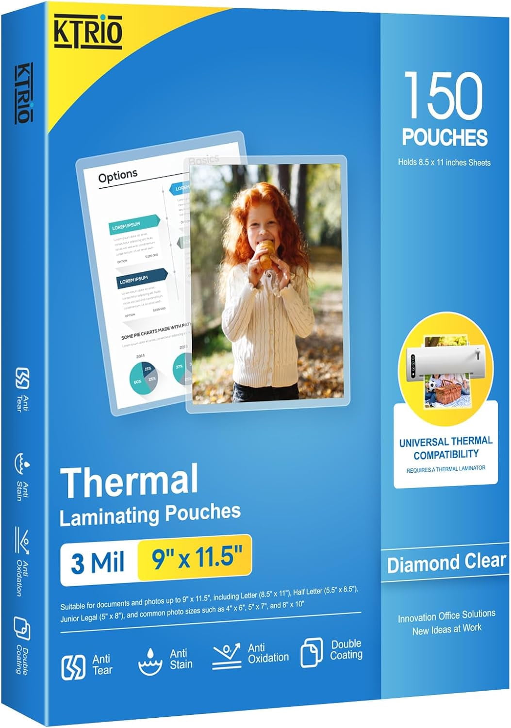 Laminating Sheets, Hold 8.5 x 11 inches Sheets, 150 Pack, 3 Mil Clear ...