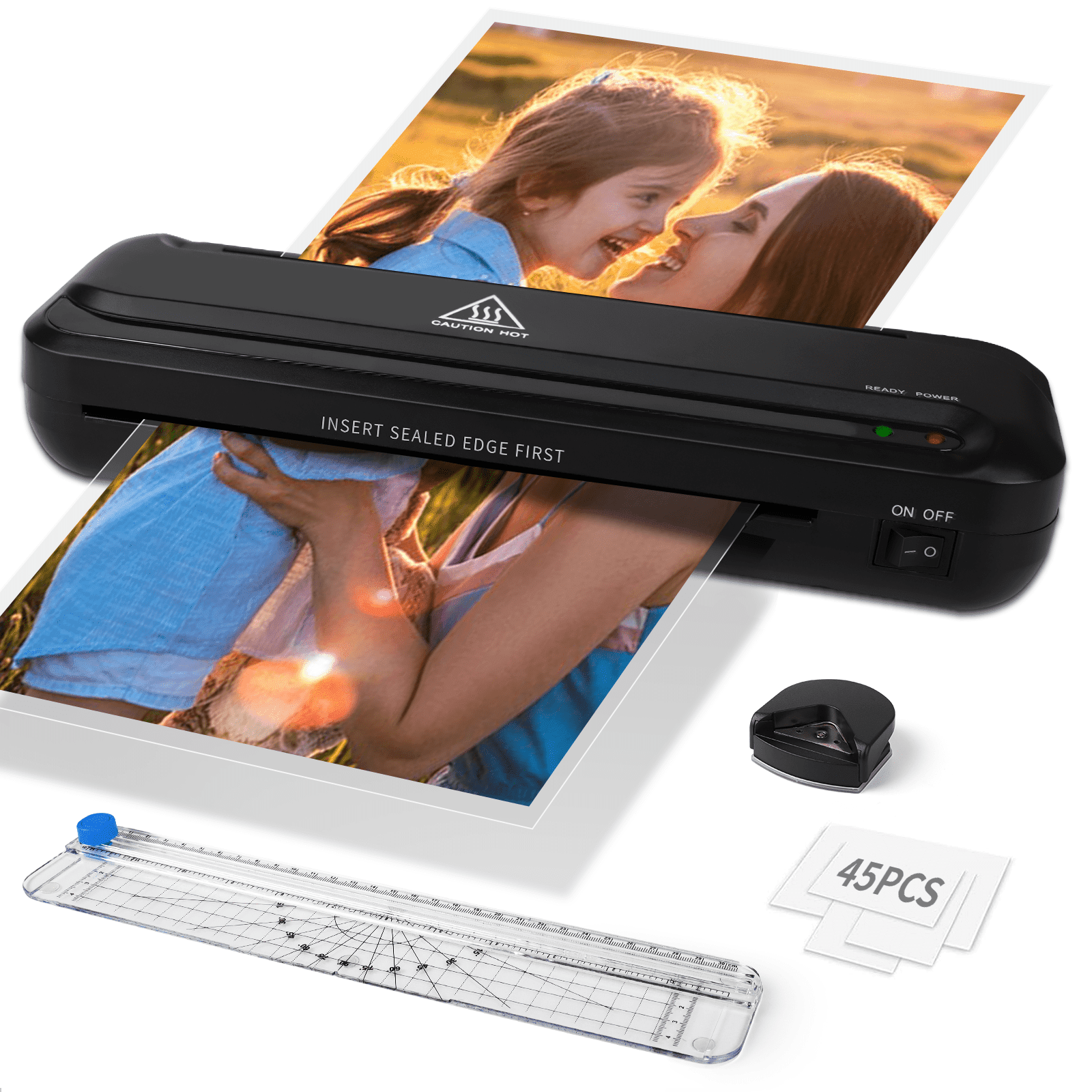 Laminator 9 Inch A4 Laminator Machine, Desktop Thermal Laminator Never Jam with 45 Laminating ...