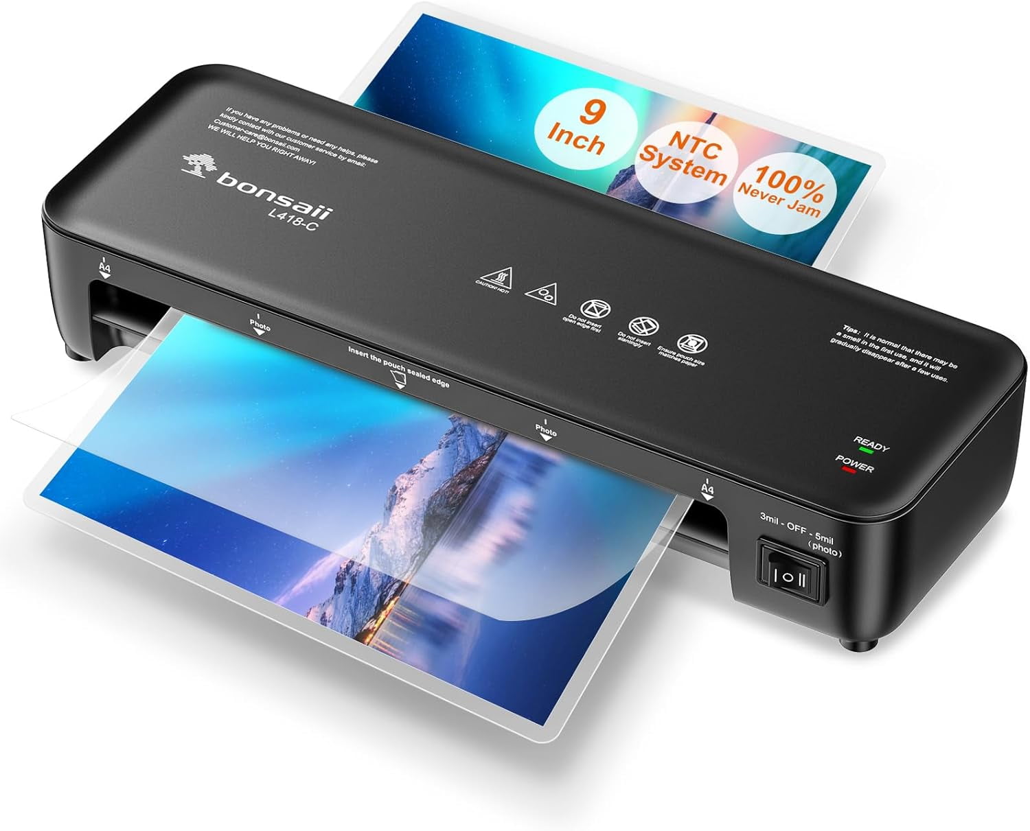 Laminator, 9 Inch Thermal Laminator Machine with Never Jam Technology ...