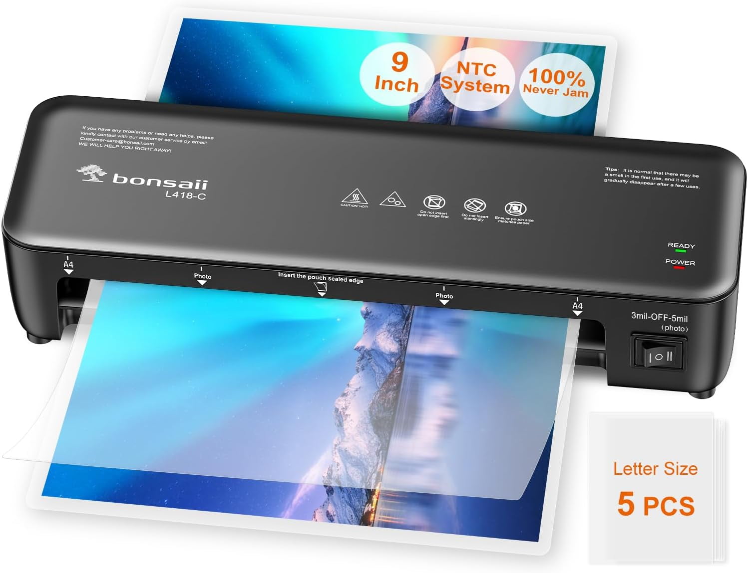 Laminator, 9 Inch Thermal Laminator Machine with Never Jam Technology ...