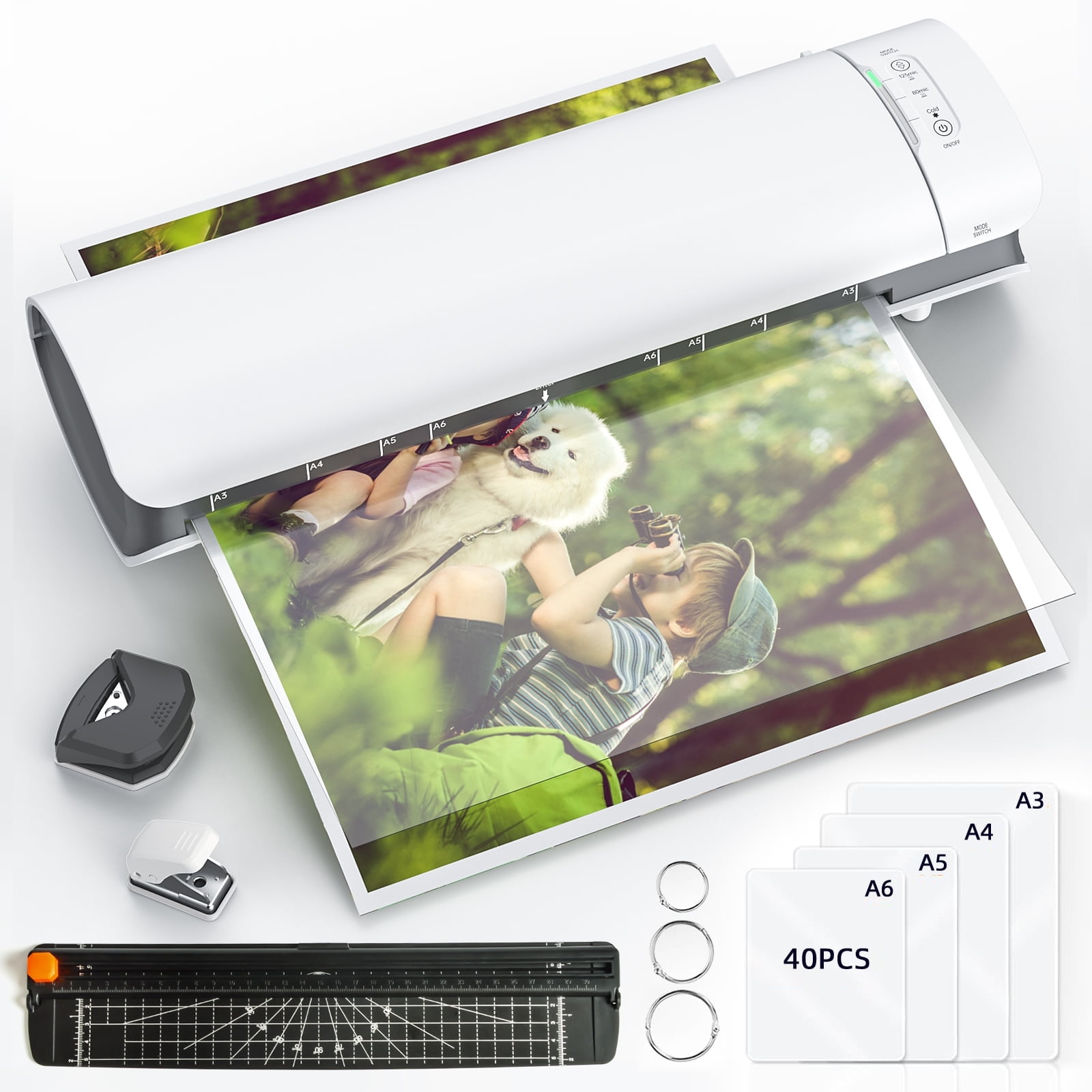 Laminator, A3 Laminator Machine, 13 inch Thermal and Cold Laminator with 40 Laminating Pouches ...