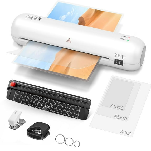 Laminator, A4 Laminator Machine, 9 Inch with 6 in-1 Personal Desktop Laminator Hot & Cold ...