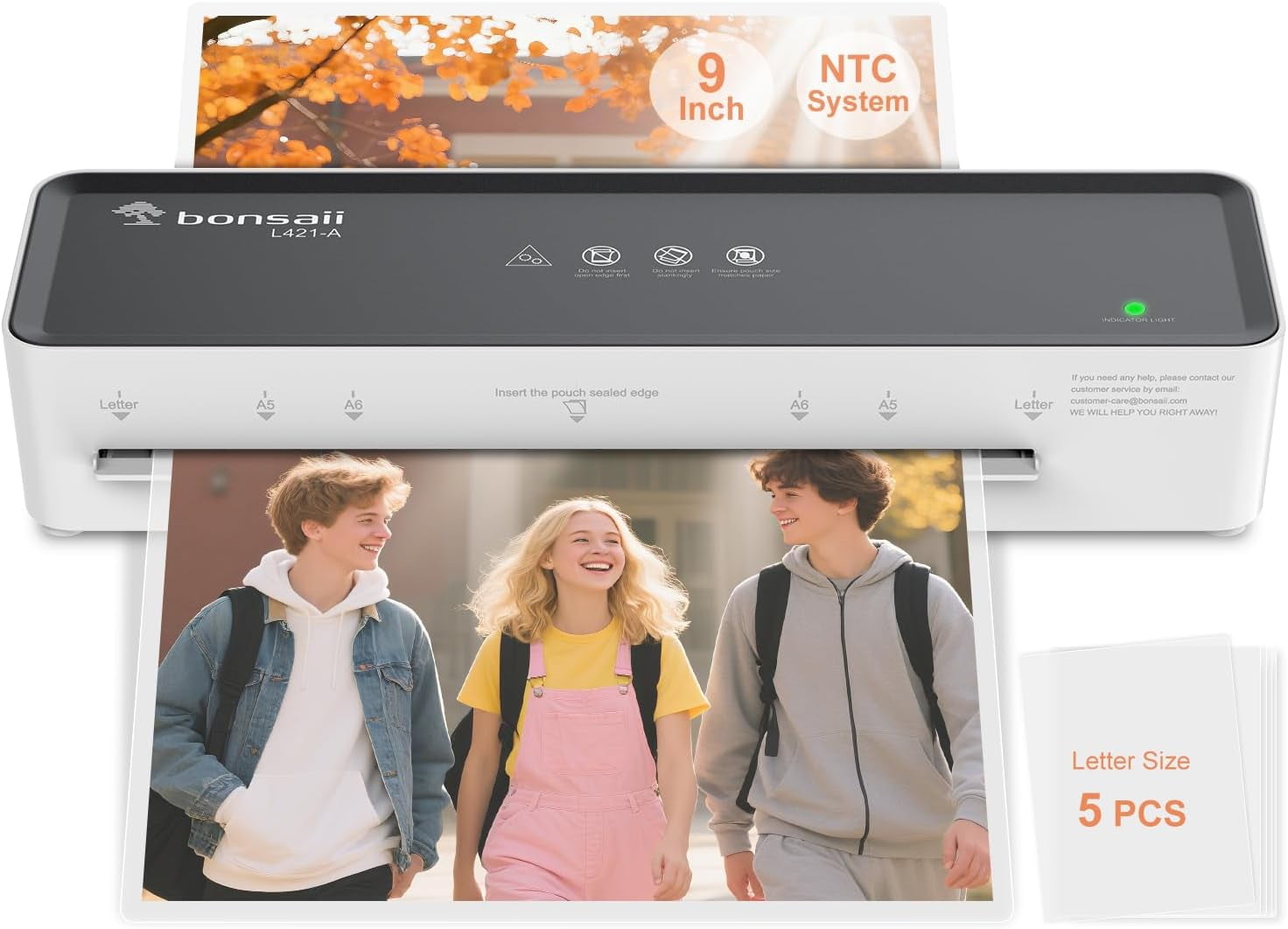 Laminator Machine with 5 Laminating Sheets, 9 Inch Thermal Laminating ...