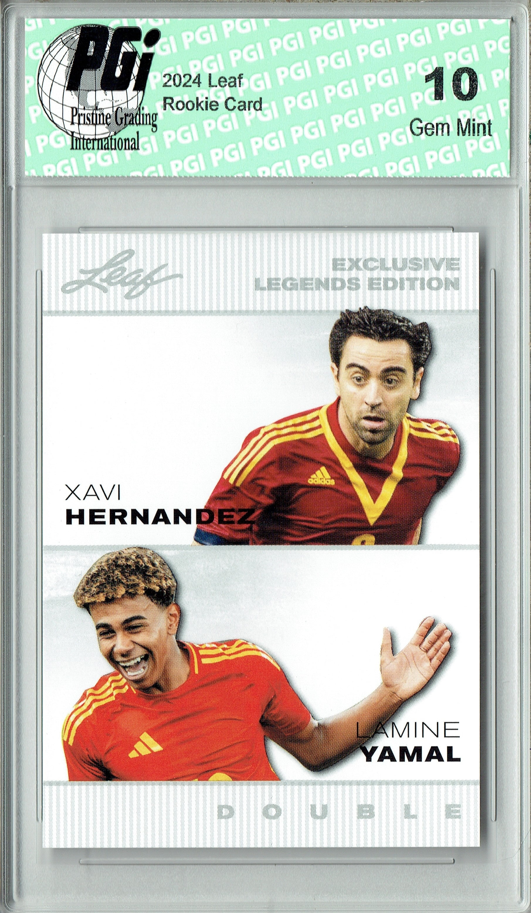 Lamine Yamal 2024 Leaf #ELE33 Double Rookie Card w Xavi Hernandez PGI ...