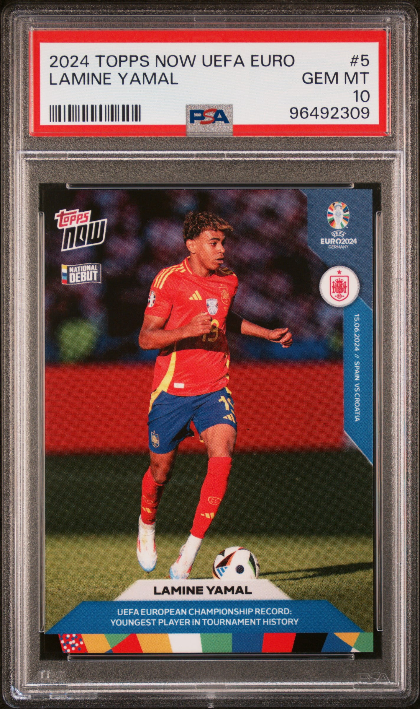 Lamine Yamal 2024 Topps Now UEFA Euro National Debut Rookie Card #5 PSA ...