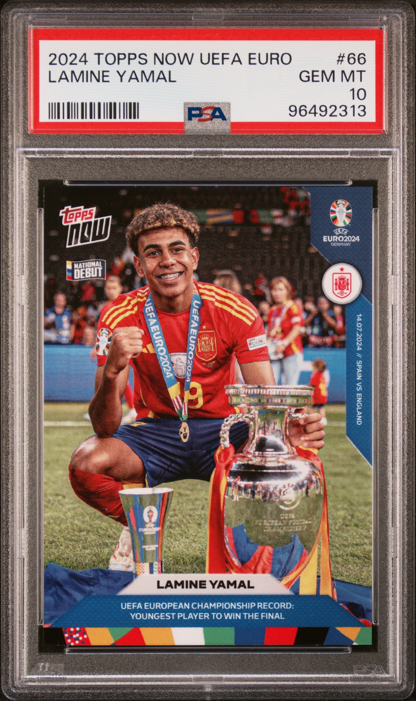Lamine Yamal 2024 Topps Now UEFA Euro Youngest Player to Win Final Rookie Card #66 PSA 10 Gem ...