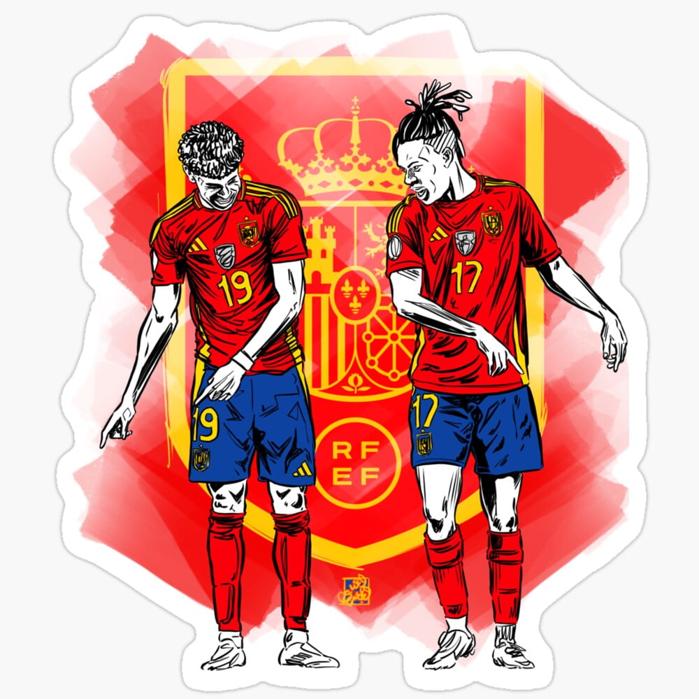 Lamine Yamal And Nico Williams - Spain Sticker Phone Decal Water Bottle ...