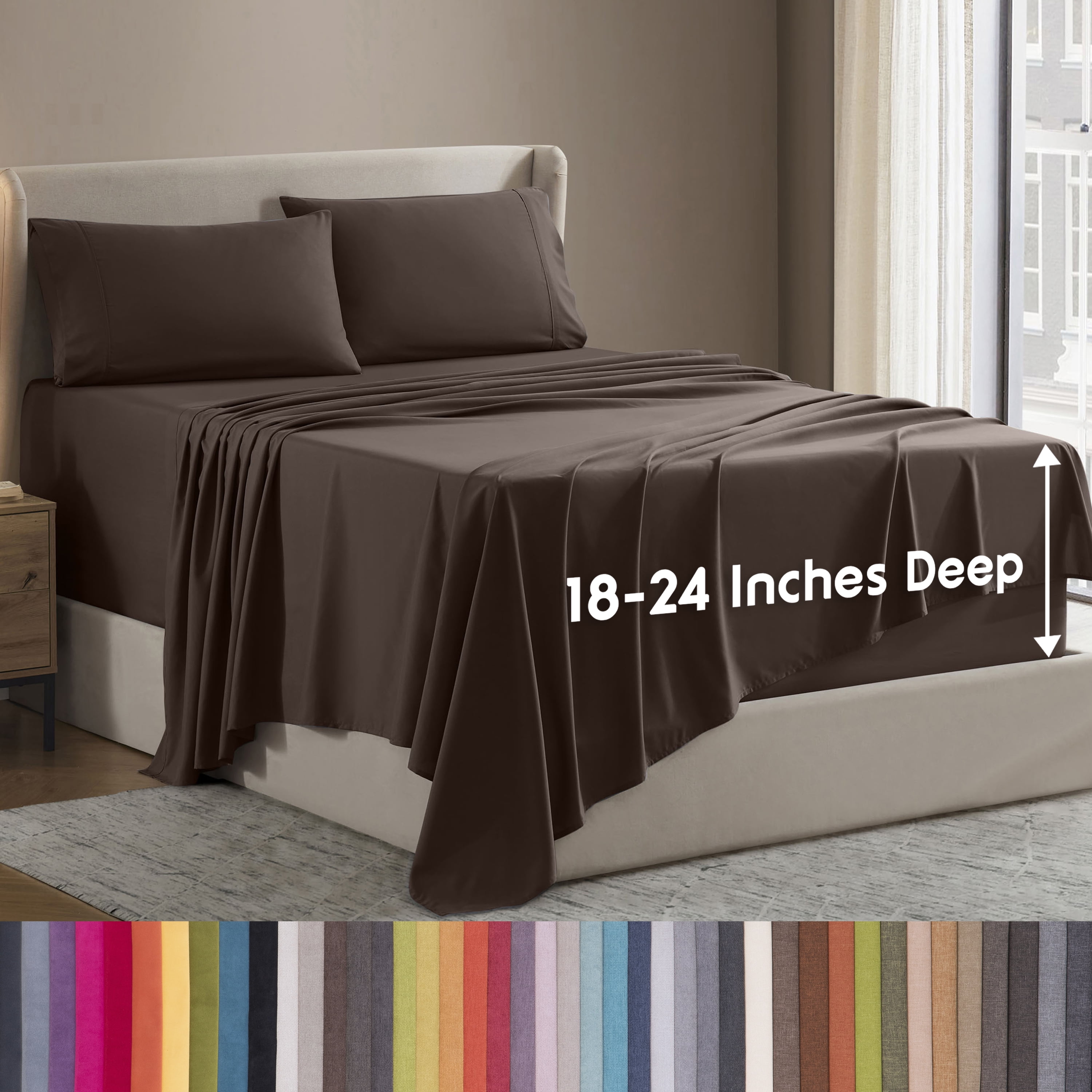 LammaLoe Extra Deep Pocket Full Sheets Set, 4 Piece, Fits 18"-24 ...