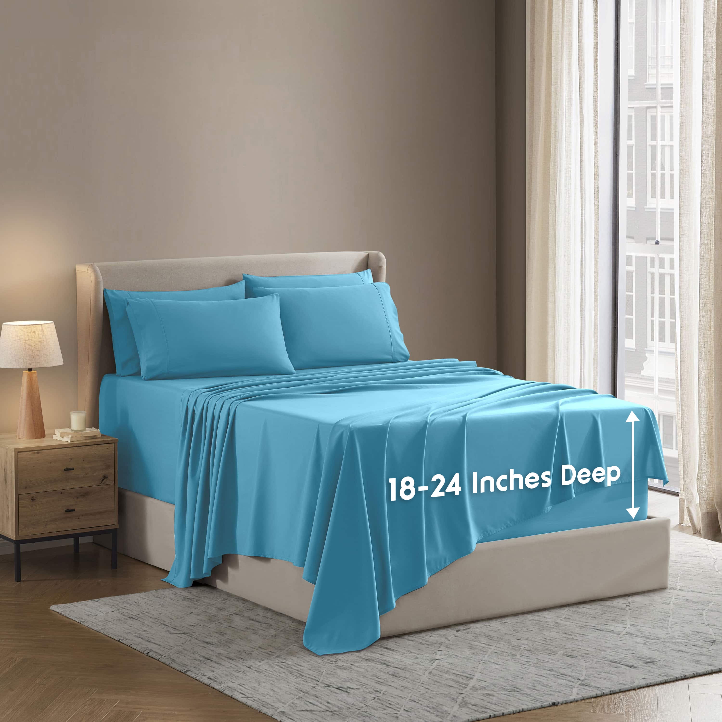 LammaLoe Extra Deep Pocket Queen Sheets set, Fits 18"-24" Mattress, 6 ...