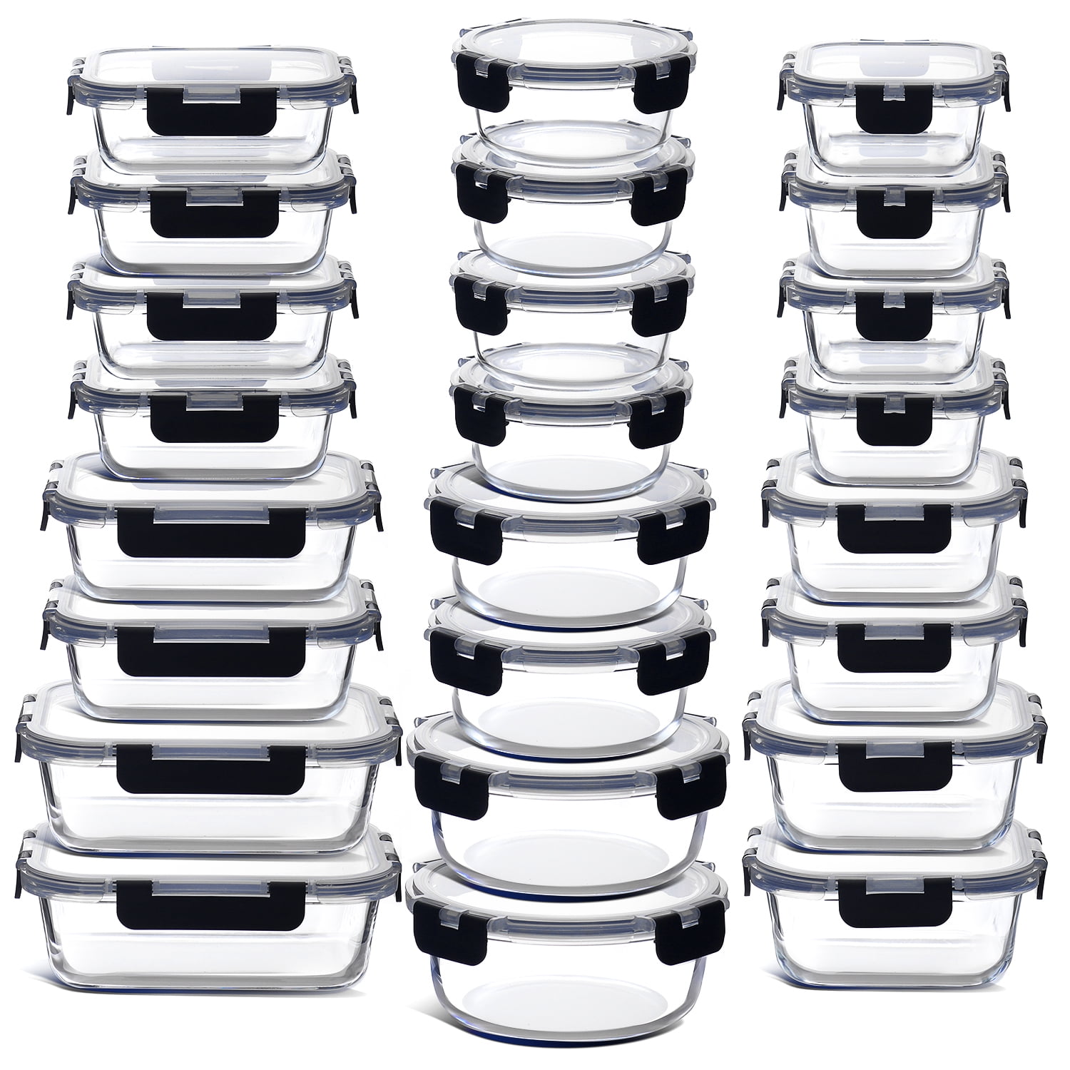 LammaLoe 48pc Glass Food Storage Containers with Lids, Airtight Glass ...