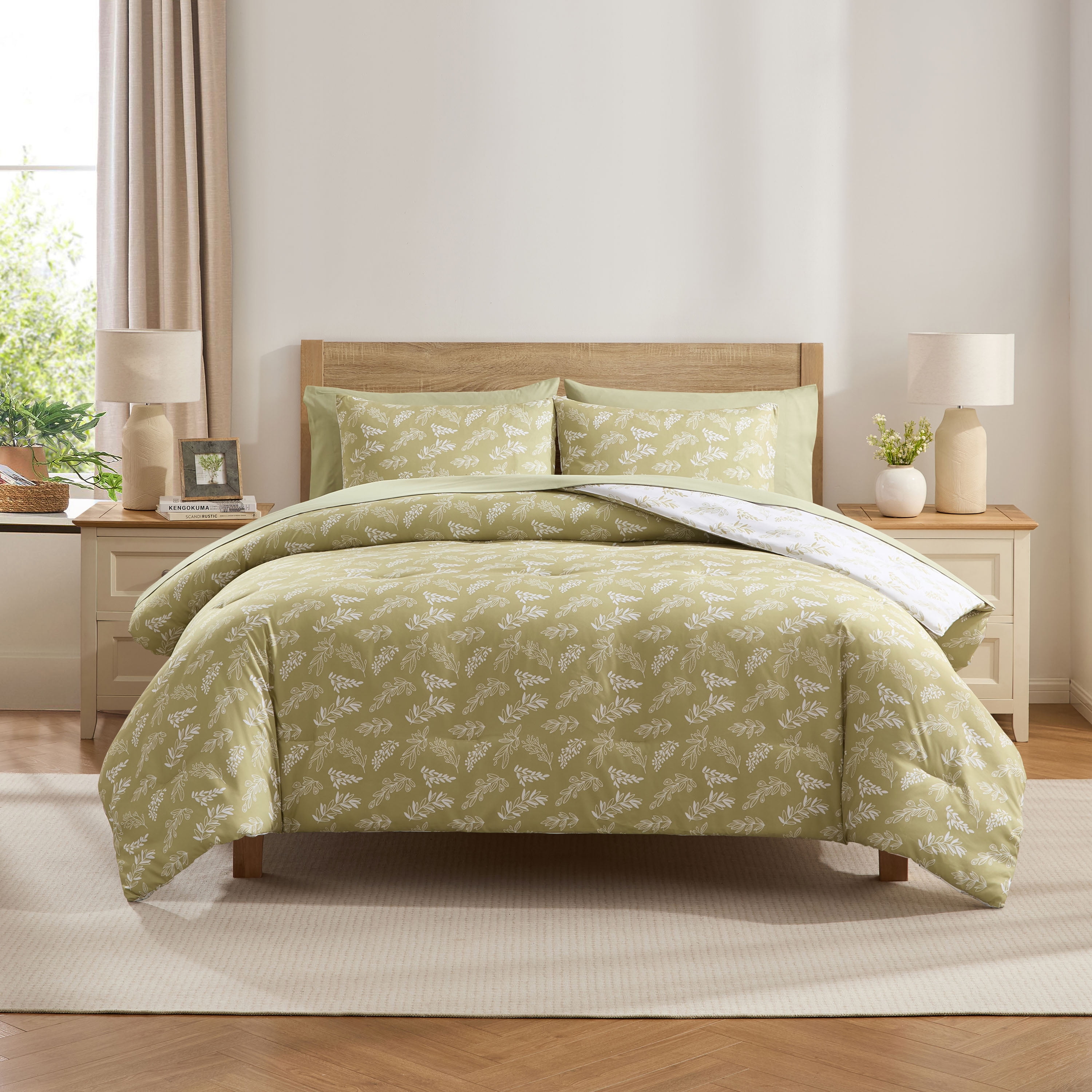 LammaLoe King Size Comforter Set, 7 Piece Botanical Bed in a Bag King ...