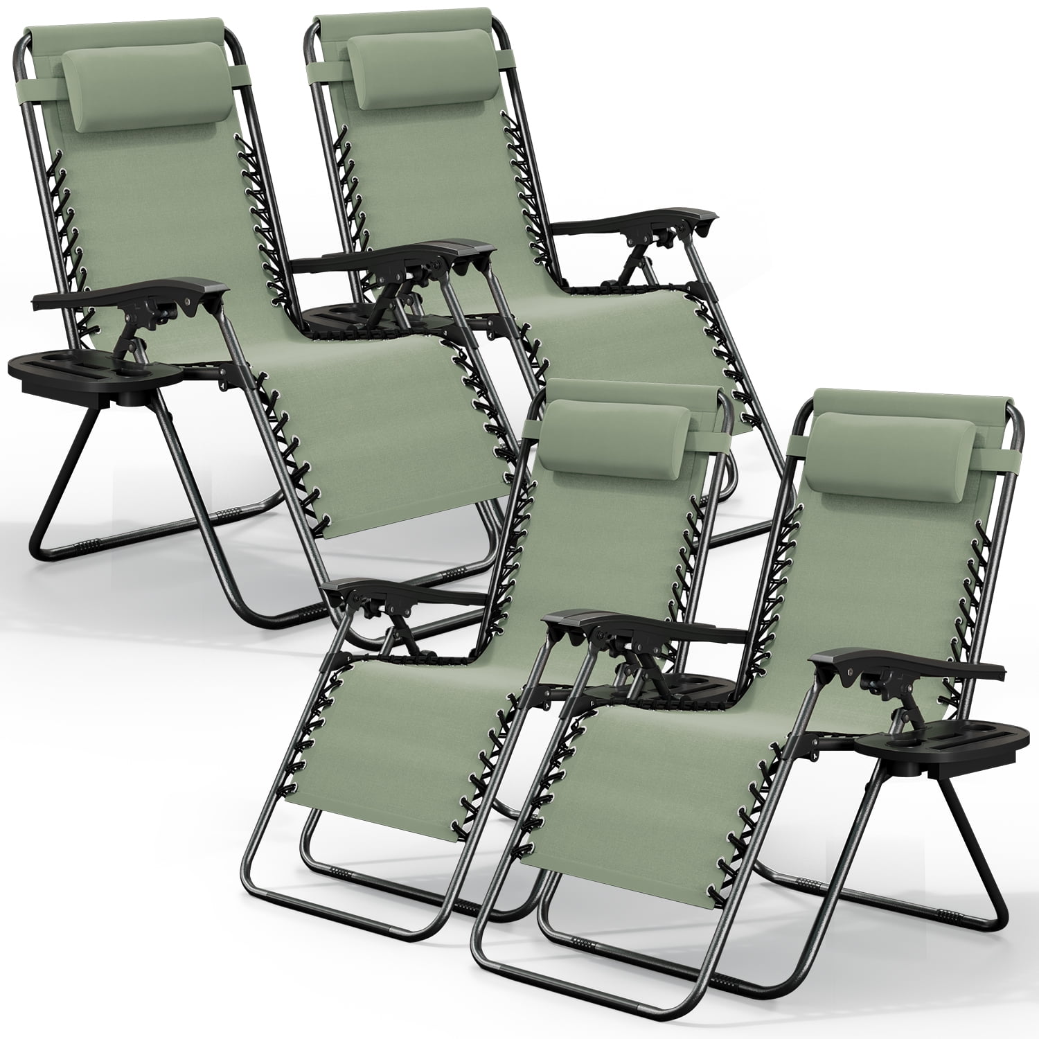 LammaLoe Zero Gravity Chair Set of 4, Outdoor Lounge Chairs with Cup ...