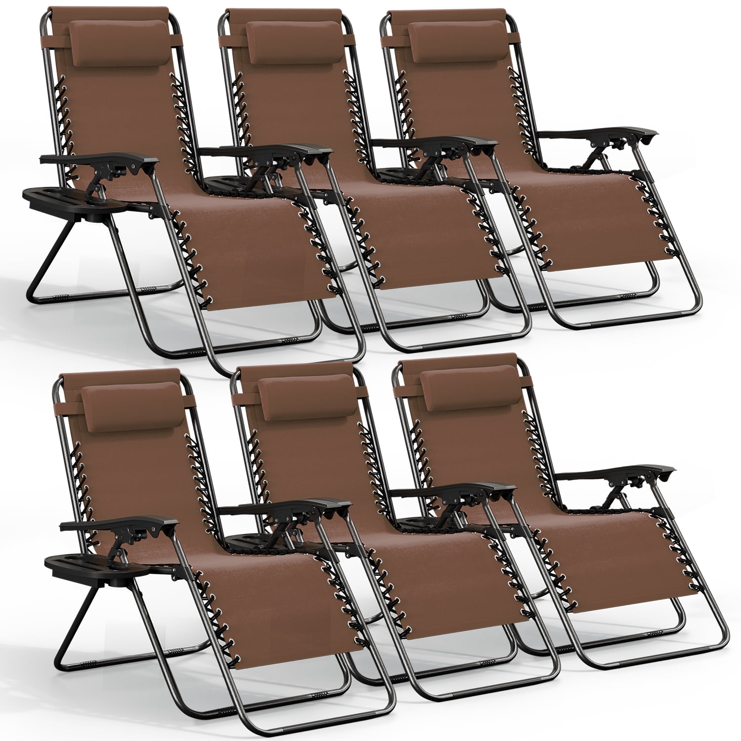 LammaLoe Zero Gravity Chair Set of 6, Outdoor Lounge Chairs with Cup ...