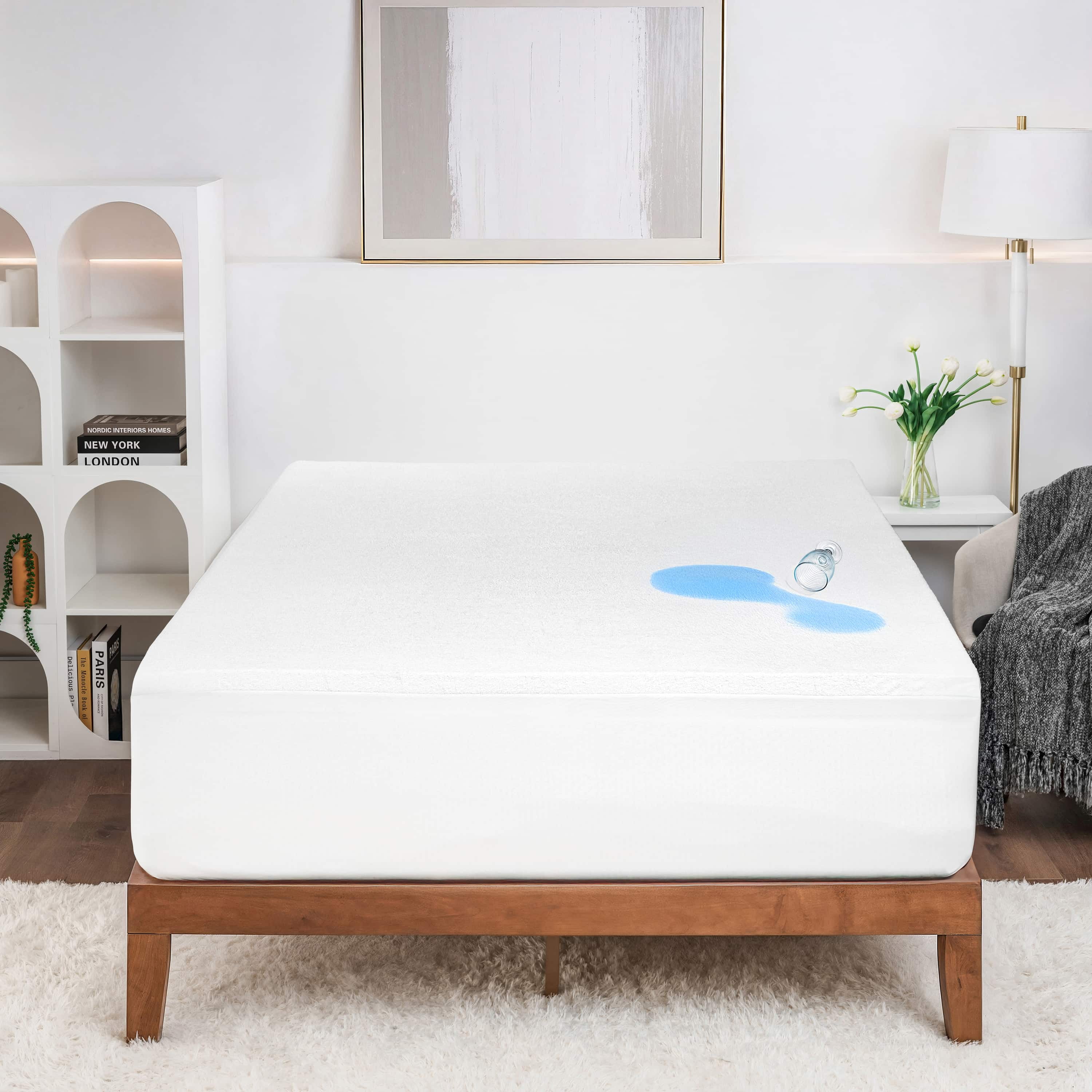 Lammaloe 100% Waterproof Cotton Deep Pocket Waterproof Mattress Protector Queen, Bed Bug ...