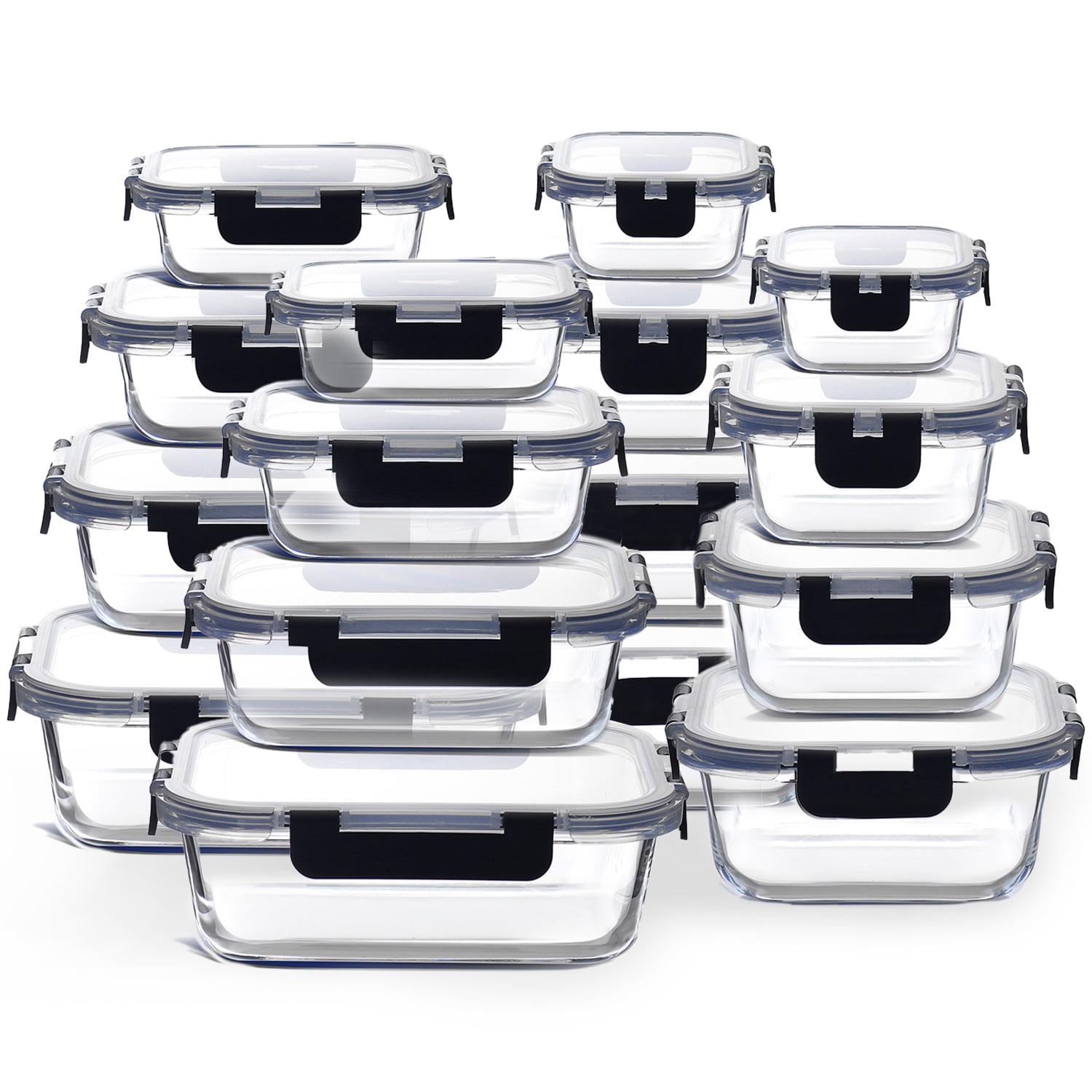 Lammaloe 32 Piece Glass Storage Containers with Lids Airtight ...