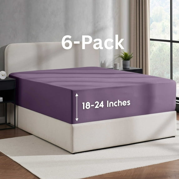 Lammaloe 6 Pack Extra Deep Pocket Twin XL Fitted Sheet Only, Fits 18 ...
