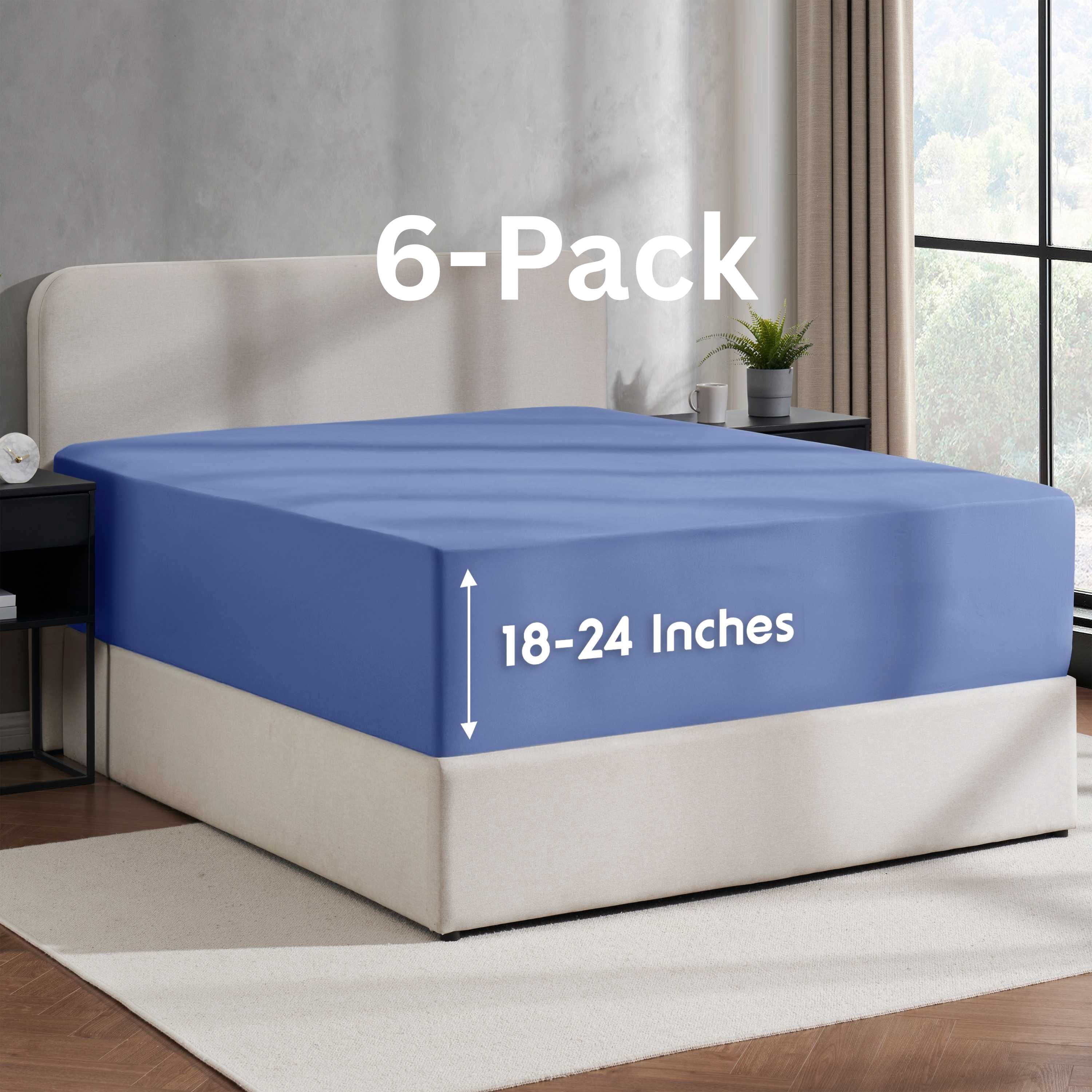 Lammaloe 6 Pack Extra Deep Pocket Twin XL Fitted Sheet Only, Fits 18 ...