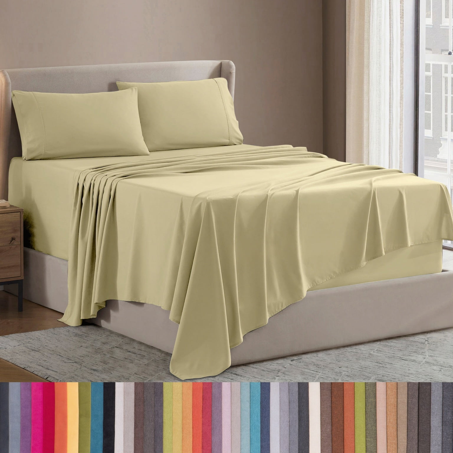 Lammaloe King Sheets Set, Hotel Style Deep Pocket 4 Piece Bed Sheets ...