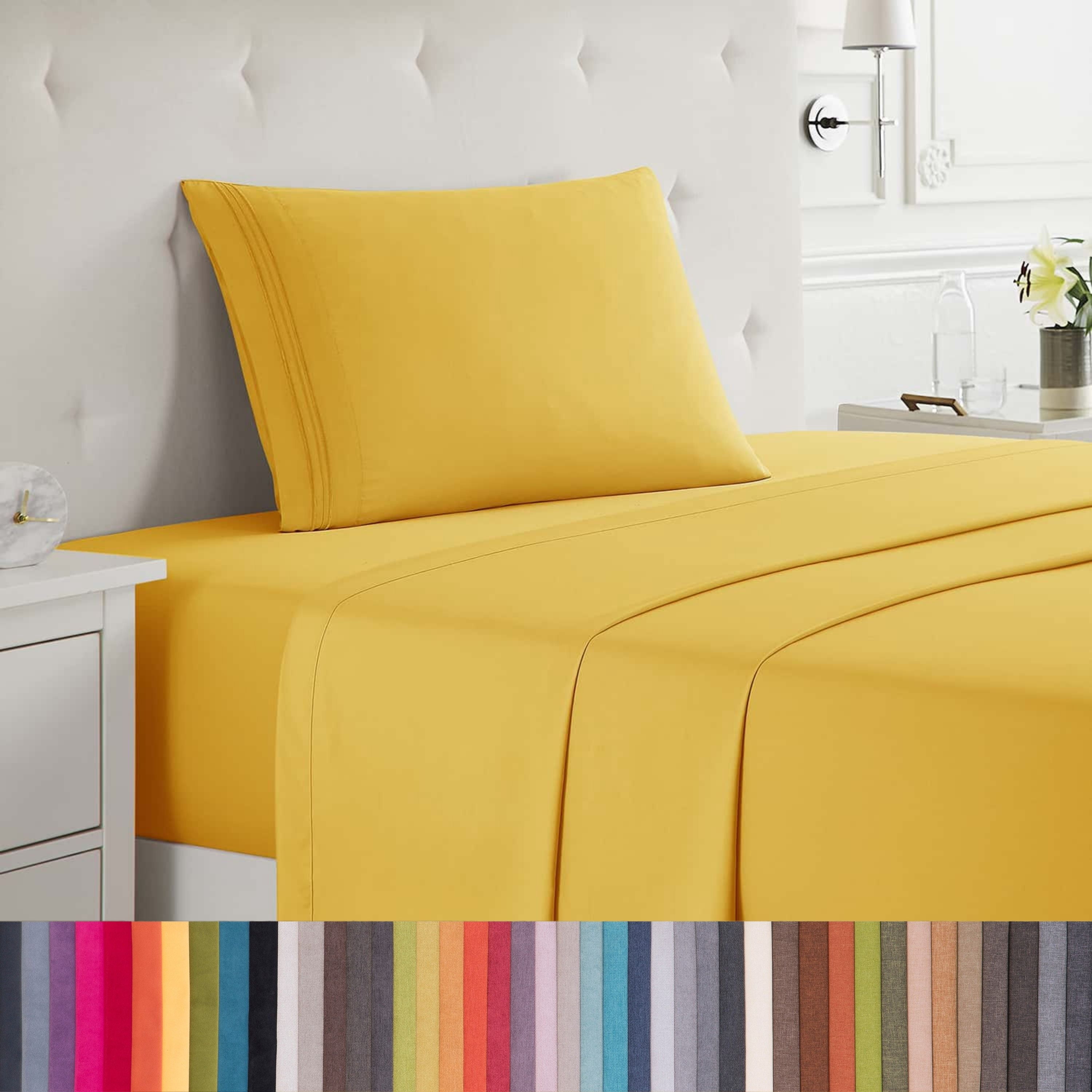 Lammaloe Twin XL Sheets Set, Hotel Style Deep Pocket 3 Piece Bed Sheets ...