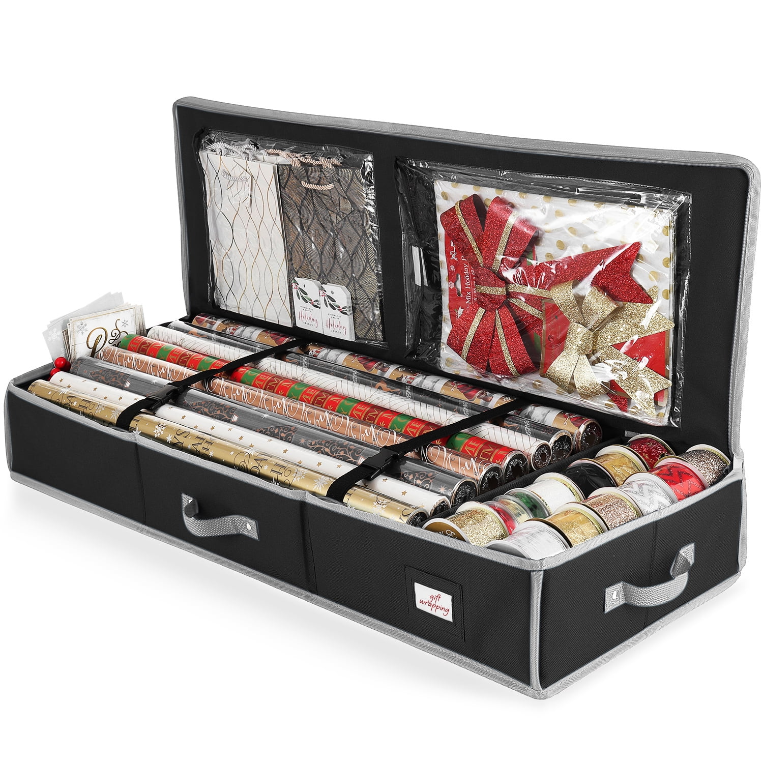 Lamma Loe Wrapping Paper Storage Bag with Pockets, Fits 22 Rolls ...