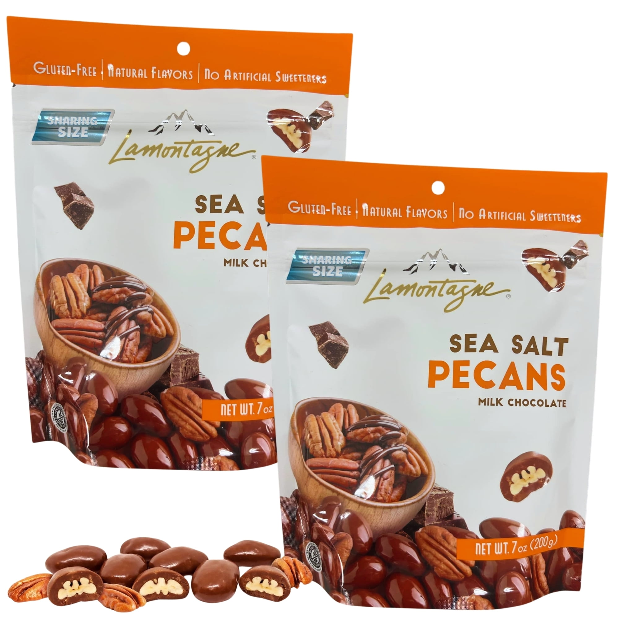 Lamontagne Milk Chocolate Sea Salt Pecans 7Oz 2 Pack, Sweet Salty Snack ...