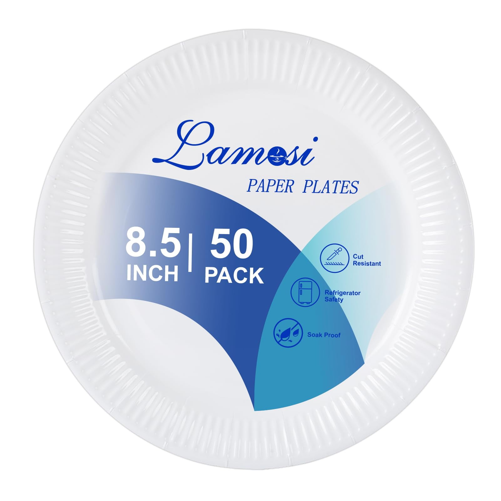 Lamosi 8.5 Inch Disposable Paper Plates AFN150 Count, Soak Proof, Cut ...