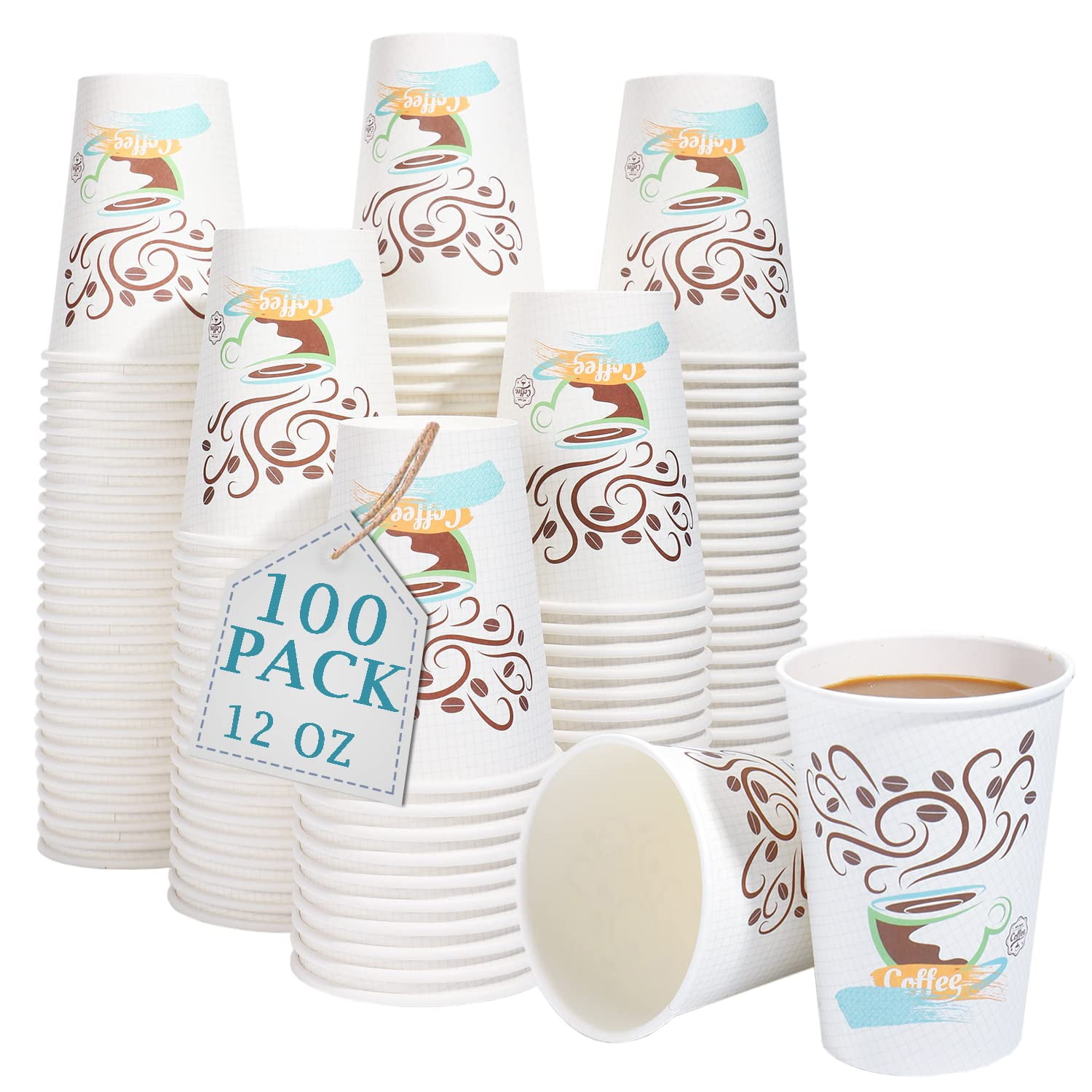 Lamosi Disposable Paper Cups 12 oz Hot Cups, 100 Count - Walmart.com
