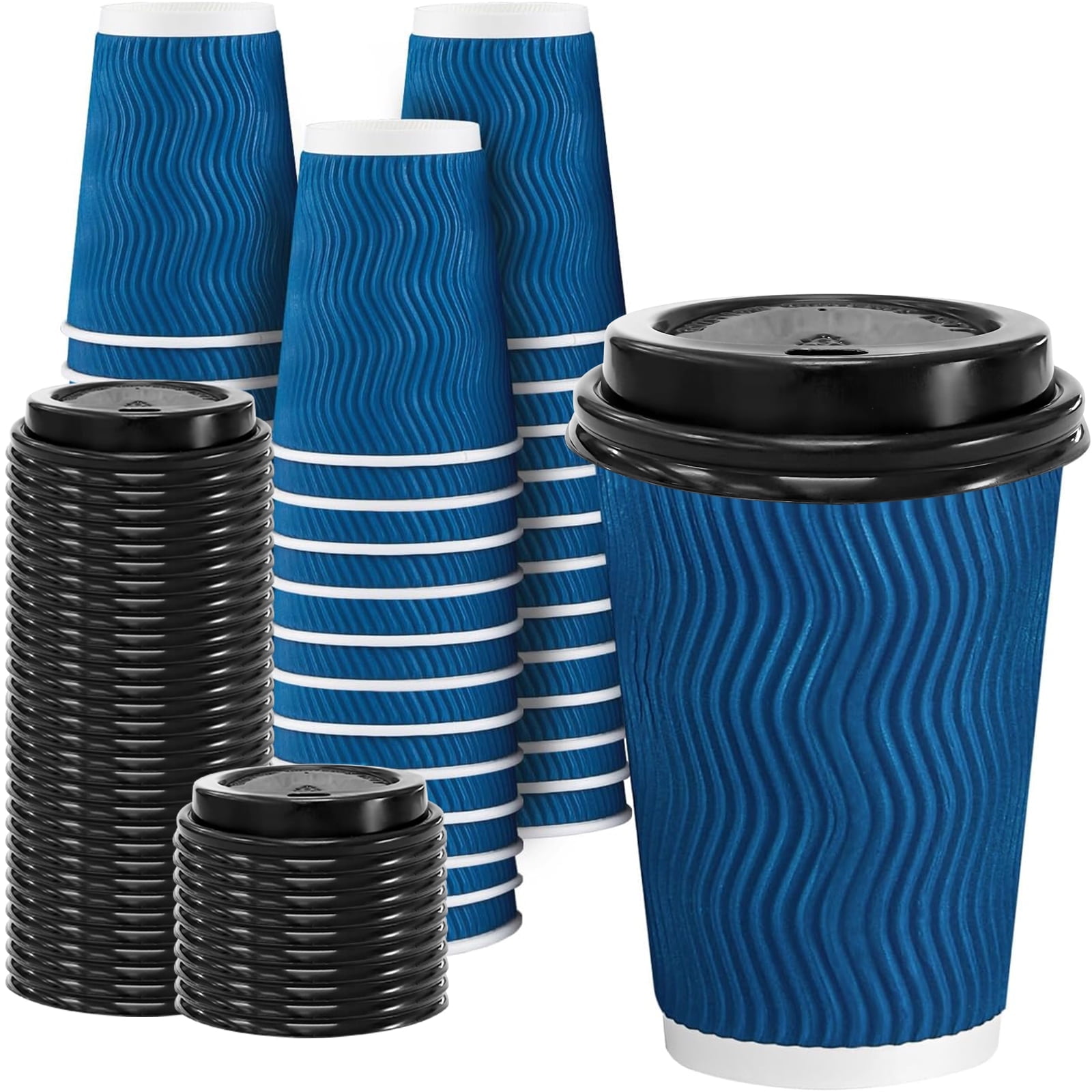 Lamosi Disposable Paper Cups with Lids 12 oz,Insulated To Go Cups ...