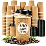 Lamosi Disposable Paper Cups with Lids 16 oz,Insulated to Go Cup,Ripple ...