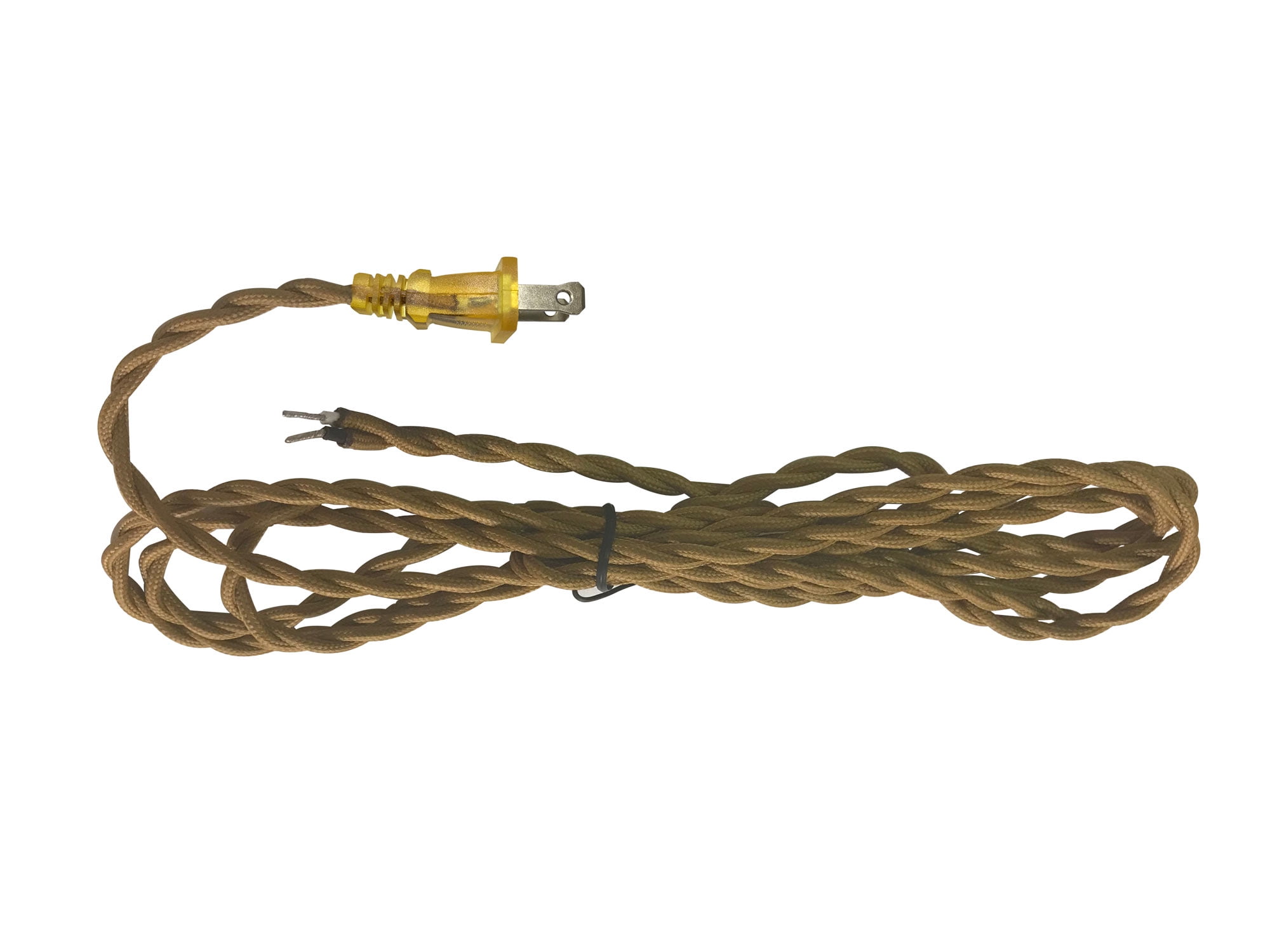 Lamp Cord Molded Plug, Stripped Ends Ready for Wiring, 8 ft long, Gold ...